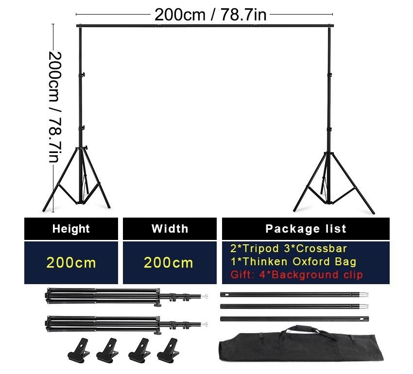 Photo Backdrop Stand Support System Stand Kit Heavy Duty Background ...