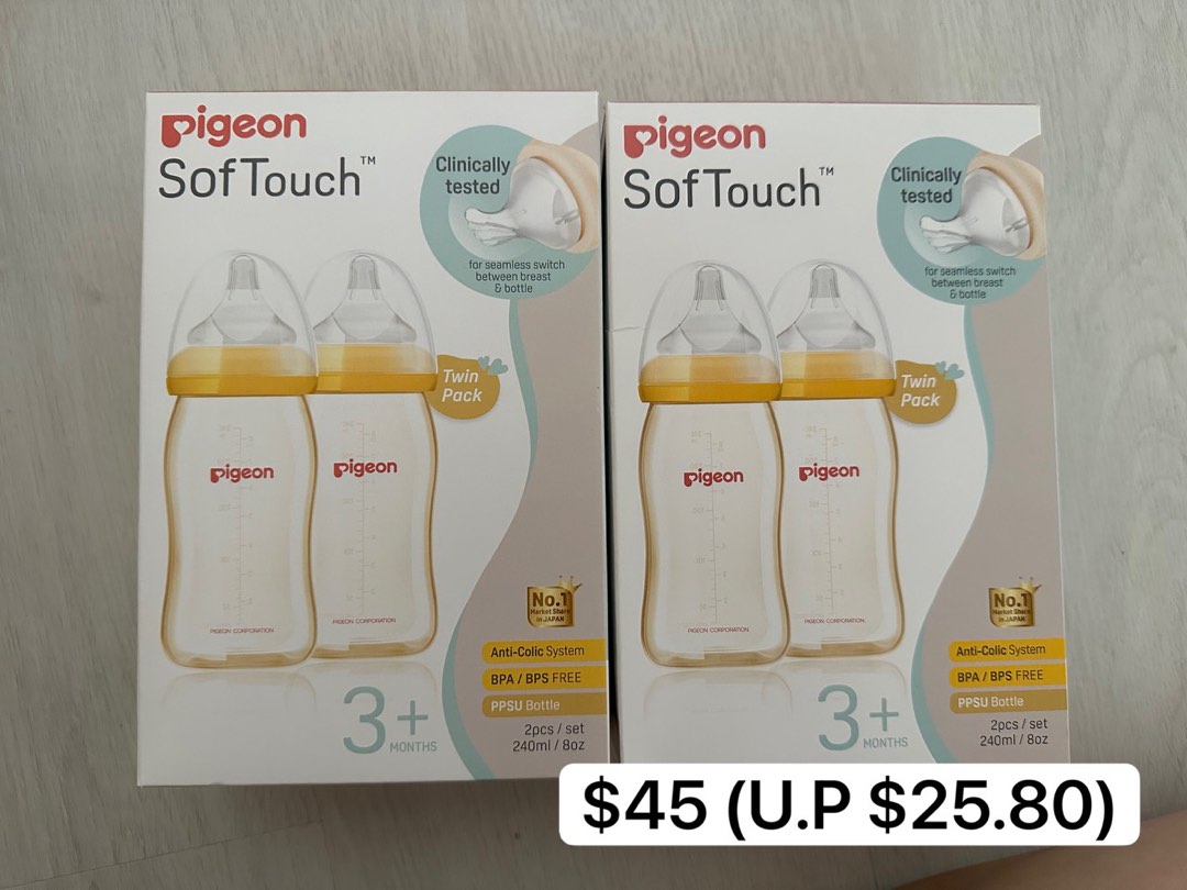 Pigeon PPSU softouch twin pack bottles, Babies & Kids, Nursing & Feeding, Breastfeeding & Bottle ...