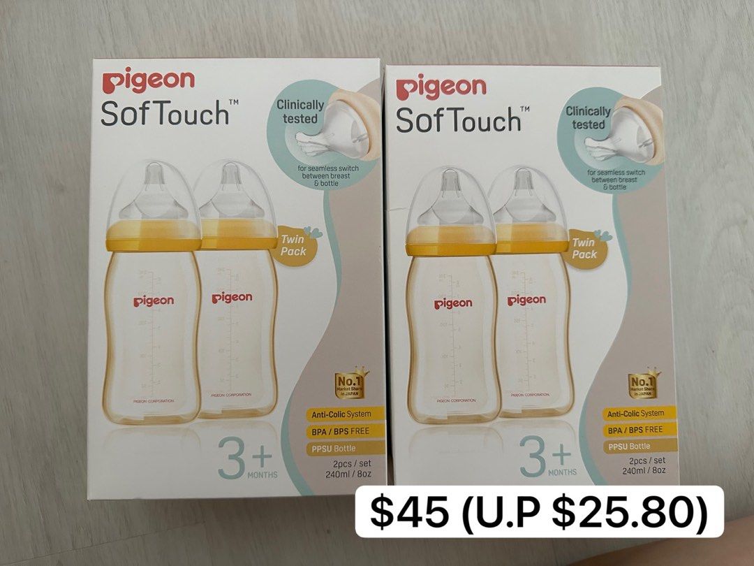 Pigeon PPSU softouch twin pack bottles, Babies & Kids, Nursing & Feeding, Breastfeeding & Bottle ...