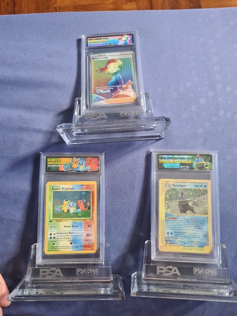 PSA STAND WITH Three Custom Slab, Hobbies & Toys, Toys & Games on Carousell