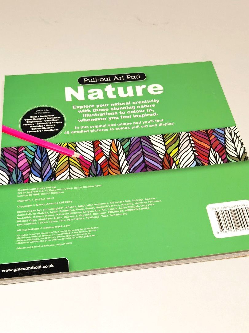 Pull Out Art Pad Nature Colouring Book Tearable Pages Therapy, Hobbies ...