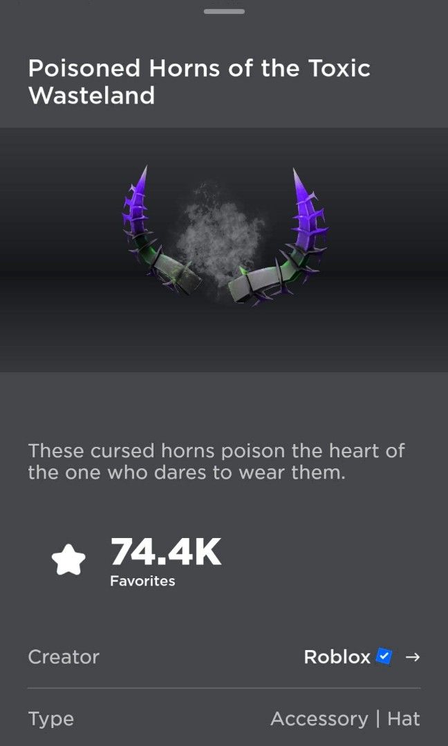 Roblox Limited | Poisoned Horns of the Toxic Wasteland (High Demand ...