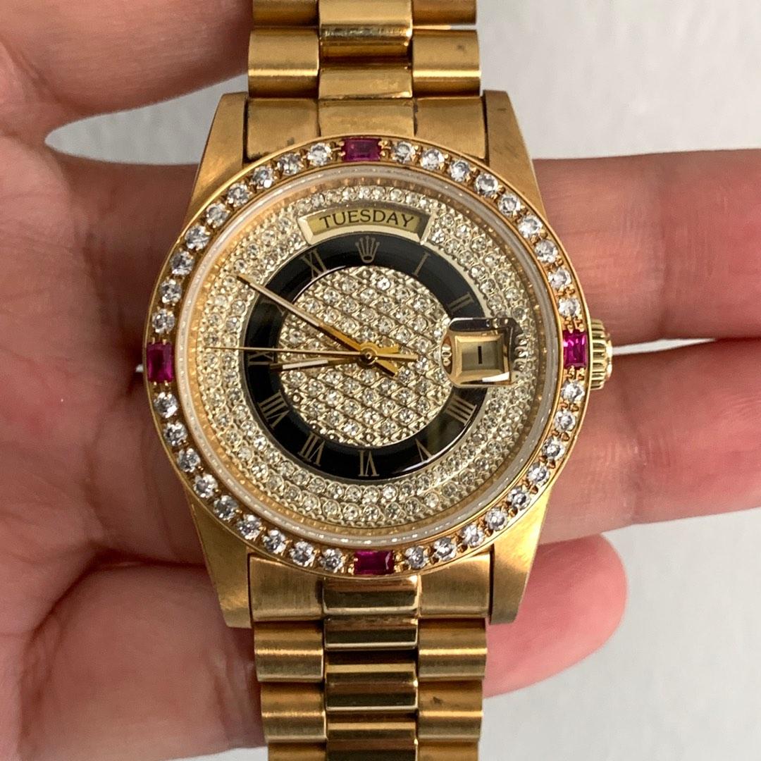 ROLEX President Day-Date Ref. 18238 Gold 18K Diamond And Ruby Set Year ...