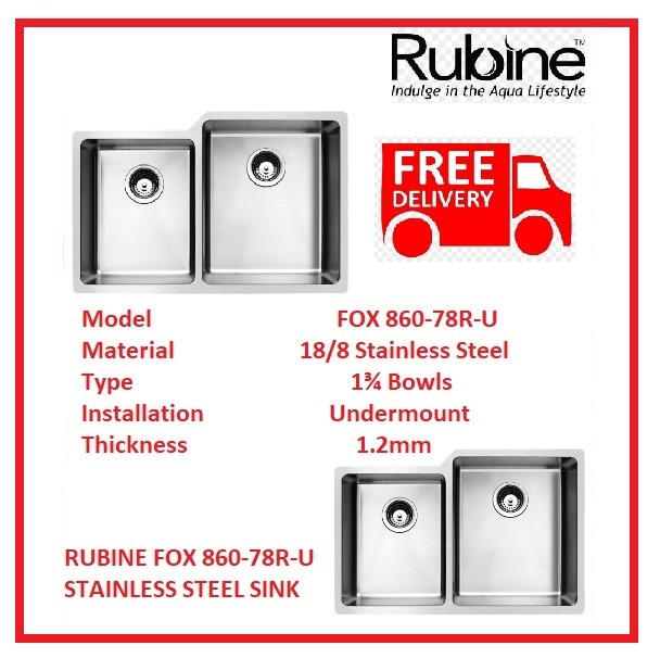 RUBINE FOX 820-78U 18/8 Stainless Steel Sink / FREE EXPRESS DELIVERY ...
