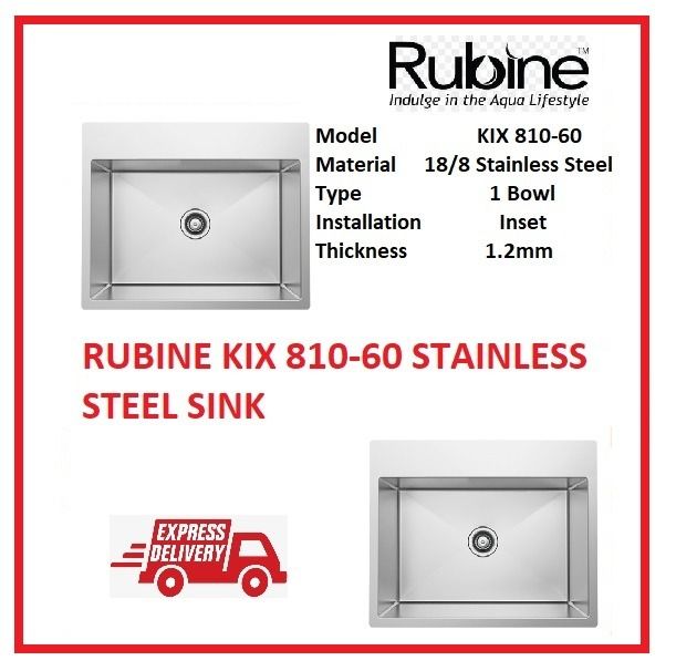 RUBINE KIX 810-60 18/8 Stainless Steel Sink / FREE EXPRESS DELIVERY ...