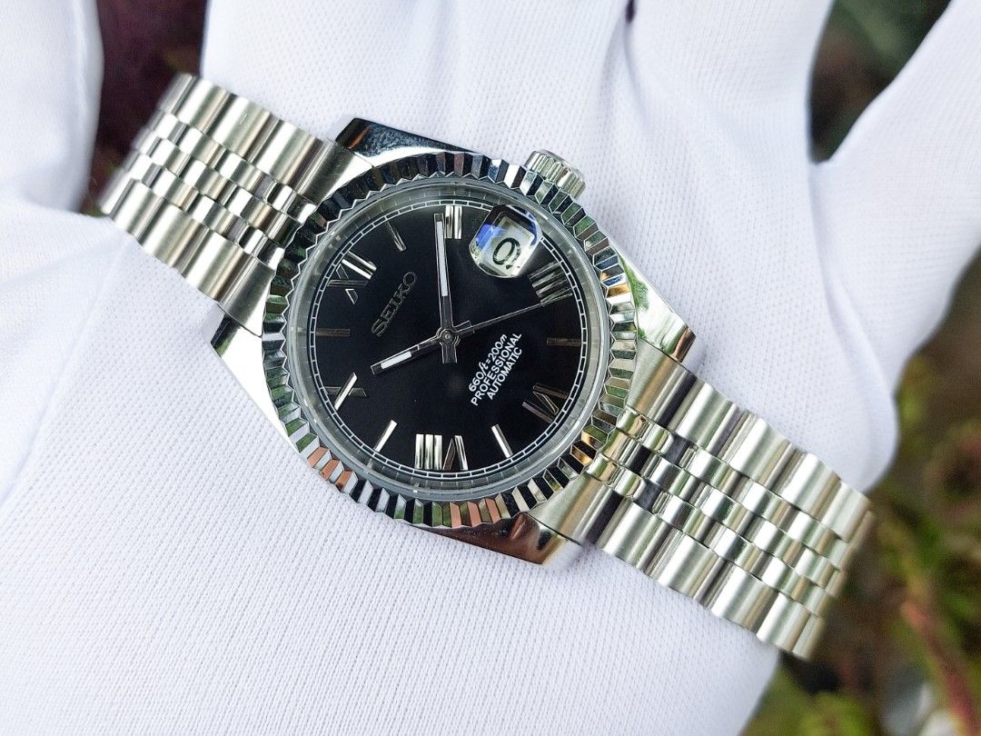 SeikoLex Custom Build 'Datejust Homage' Black Dialed Automatic Watch ...