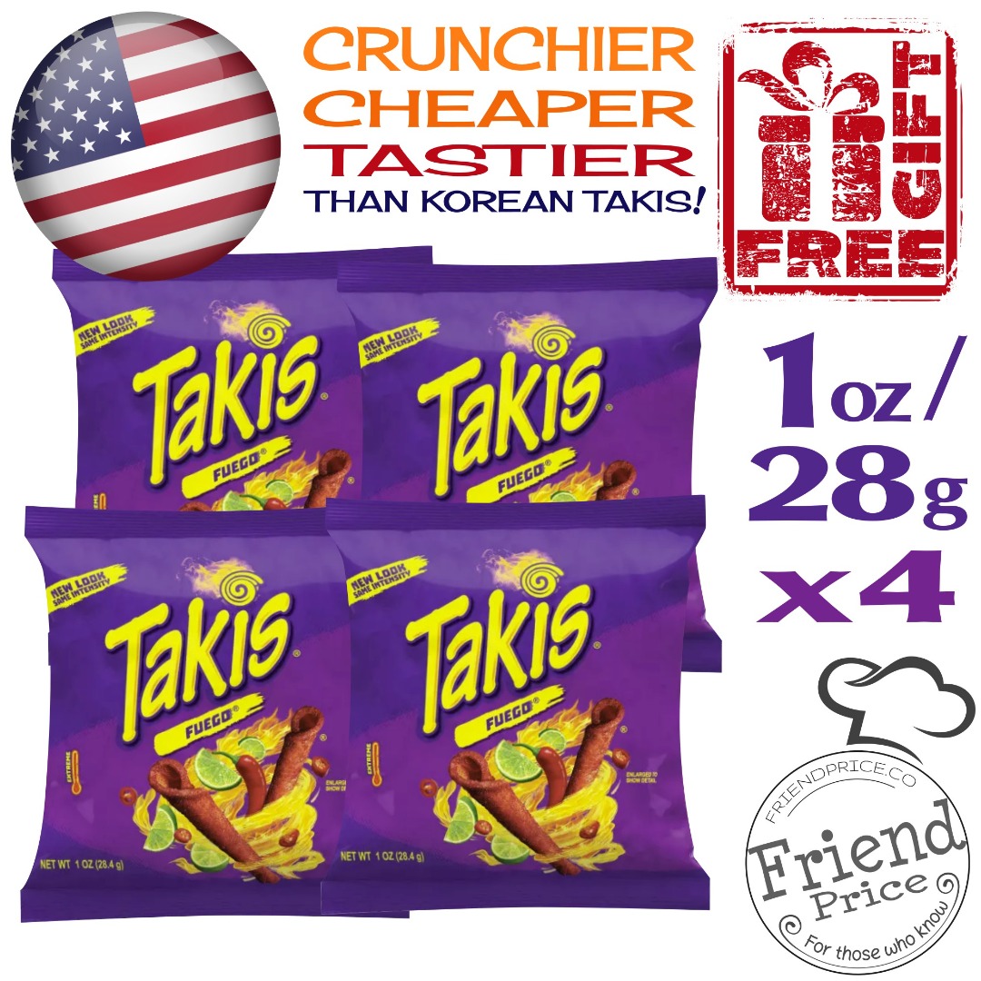[SG Stock]Takis Fuego Extreme Hot Rolled Tortilla Chips 1oz x 4 - BB ...