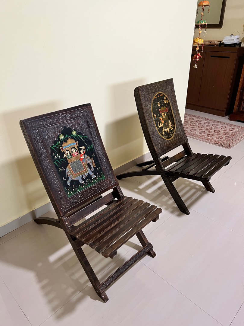 Solid Antique Wooden Rajasthani Chairs, Furniture & Home Living ...