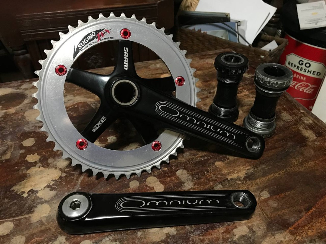 Sram Omnium crankset and Sugino Zen NJS chainring 47t for single speed ...