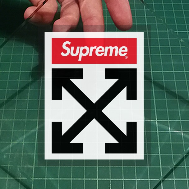 SUPREME + OFF-WHITE . Static Cling Car Decals . 80 x 100 mm . Free ...