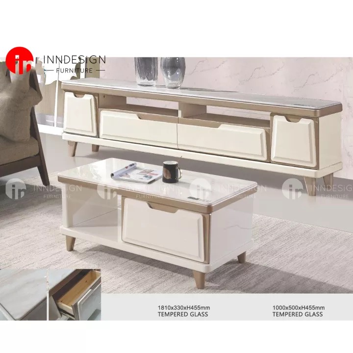 Tampered Glass Top With MDF Wood tv console / coffee table, Furniture & Home Living, Furniture ...