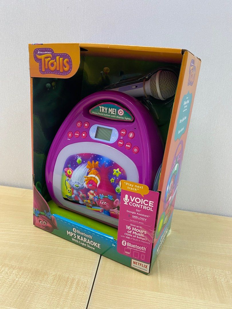 Trolls MP3 Karaoke with Light Show and Microphone, 音響器材, 可攜式音響設備 ...