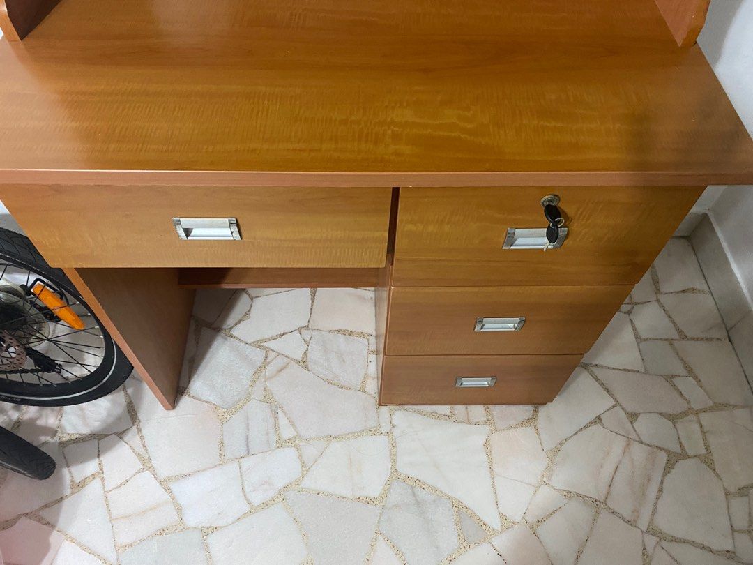 Used study table with overhead cabinet, Furniture & Home Living ...