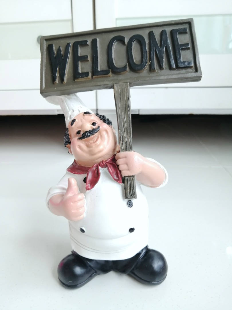 "WELCOME" Chef Figurine for Homes / Kitchen [Ceramic / Fiber ...