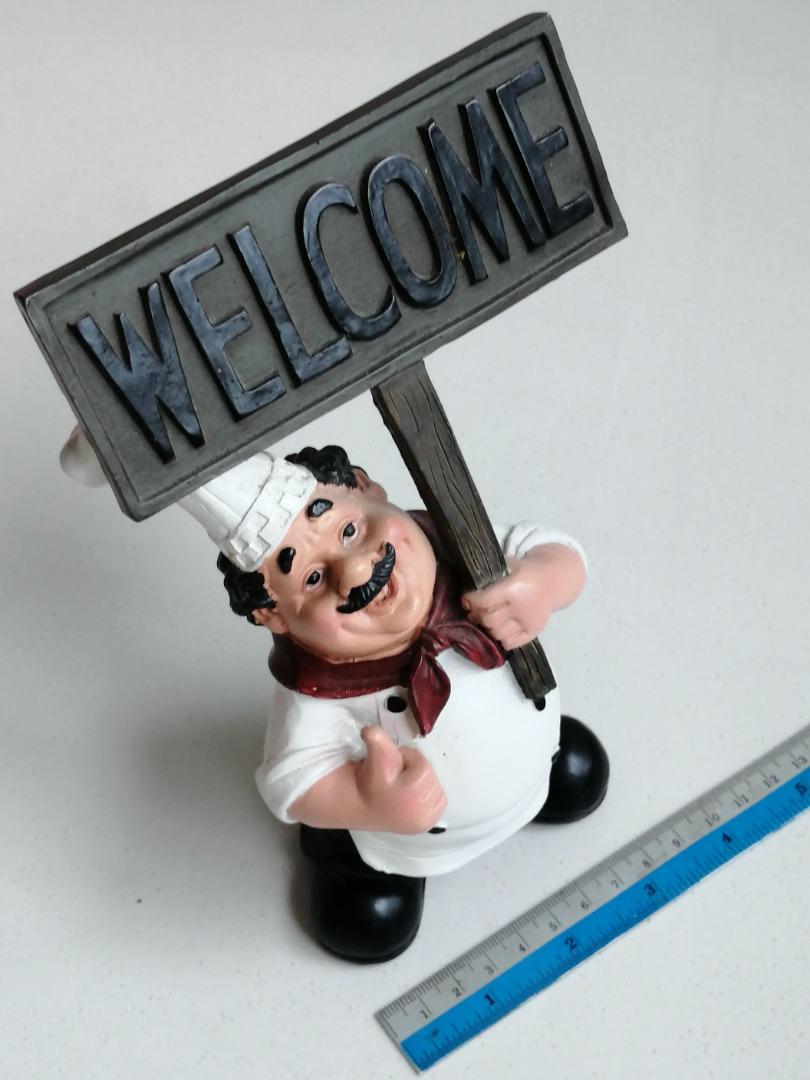 "WELCOME" Chef Figurine for Homes / Kitchen [Ceramic / Fiber ...