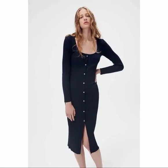 Zara ribbed long sleeve midi dress, Women's Fashion, Dresses & Sets ...