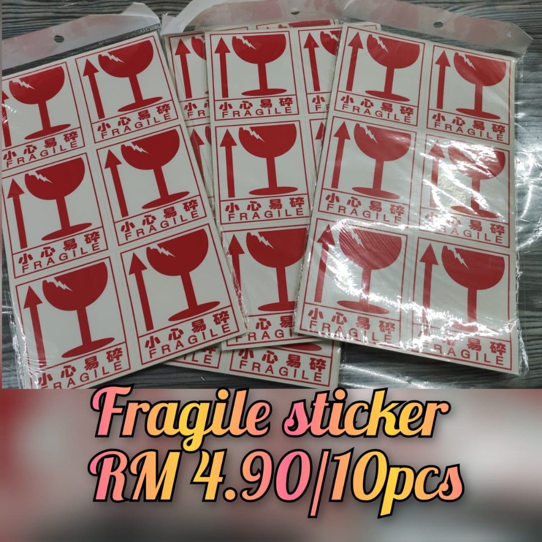10 Pcs Fragile Sticker ( New ), Hobbies & Toys, Stationery & Craft ...