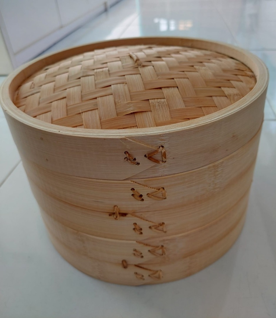2-Tier Bamboo Traditional Dim-Sum Steaming Basket with Cover ...