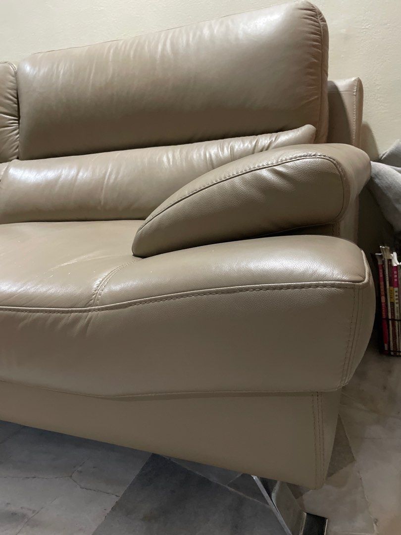 3 seater half leather sofa, Furniture & Home Living, Furniture, Sofas ...