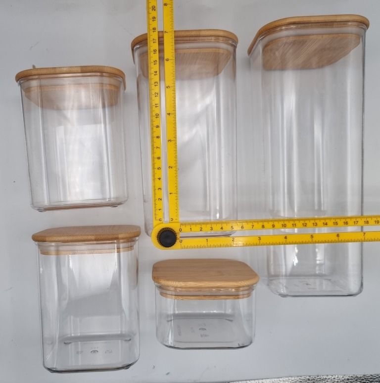 5 PC SET CROFTON Storage Container Stackable Clear Jar Set with ...
