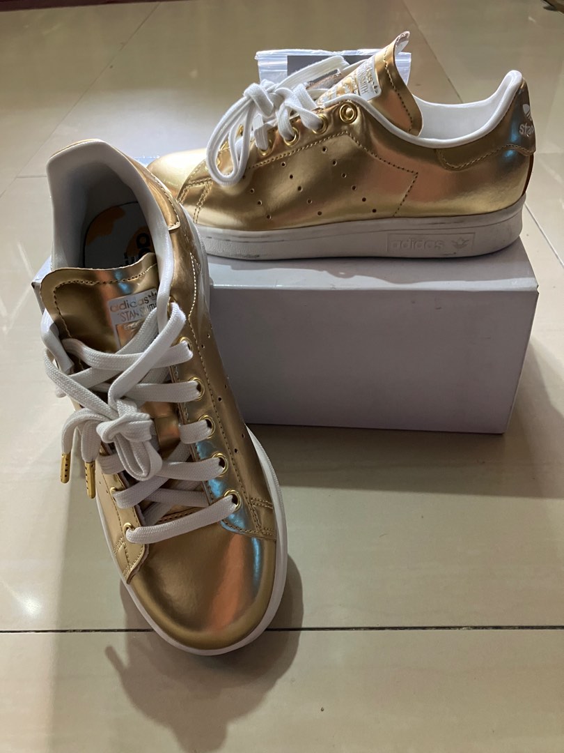 Adidas Originals Stan Smith Gold Metallic/Crystal White US5.5W, Women's ...
