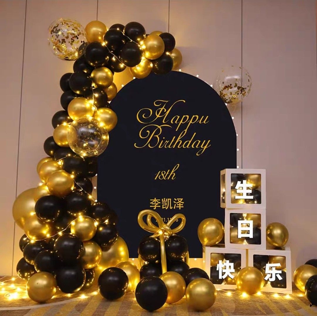 Black Gold CUSTOMISE BIRTHDAY backdrop, Lifestyle Services, Event ...