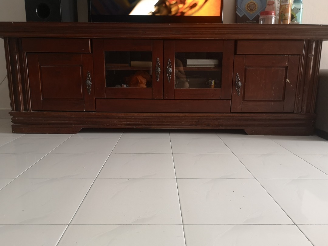 Cabinet TV kayu jati, Furniture & Home Living, Furniture, Shelves ...