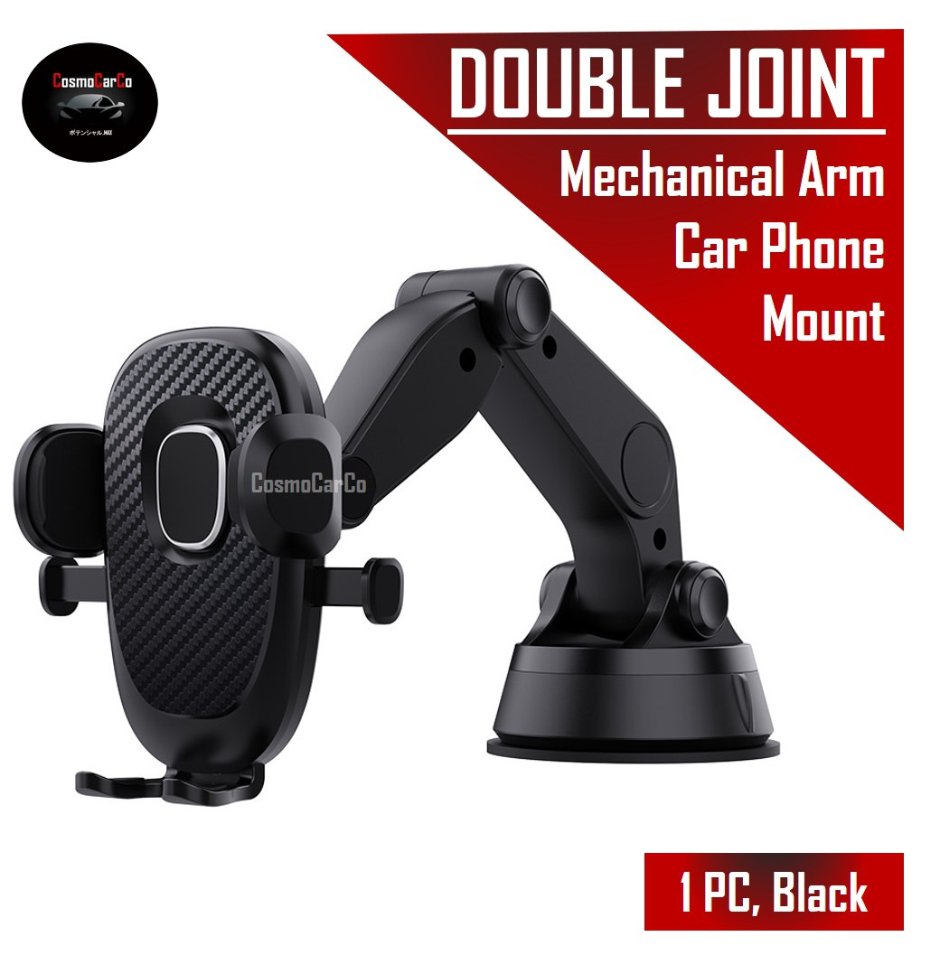 Carbon Fiber Double Joint Car Interior Phone Mount Mechanical Grip For ...