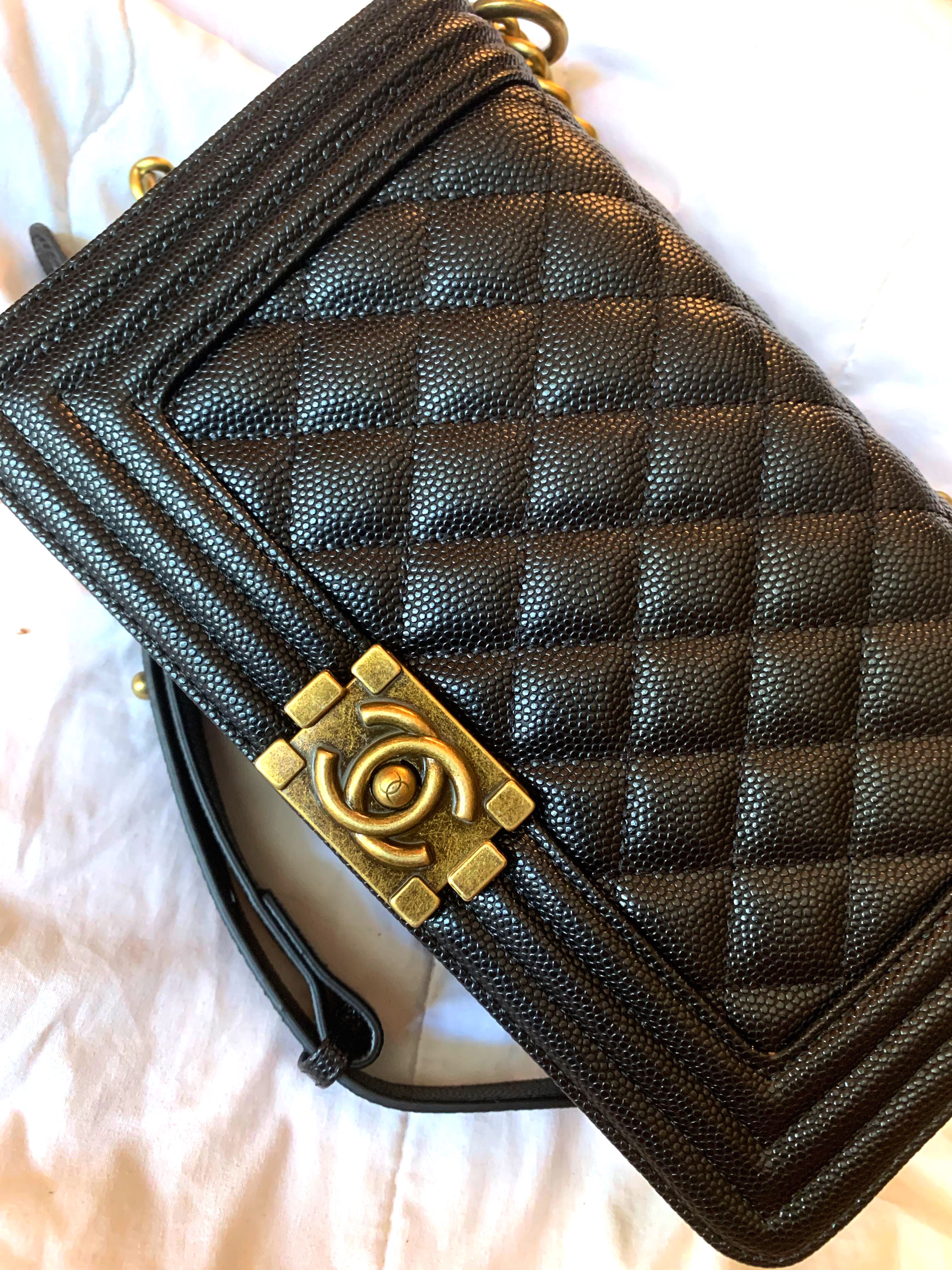 Chanel le boy preloved from korea with holo sticker , Luxury, Bags ...