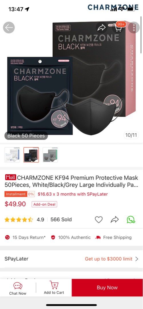 Charmzone KF94 (bird beak) masks in black, Health & Nutrition, Face Masks & Face Shields on ...