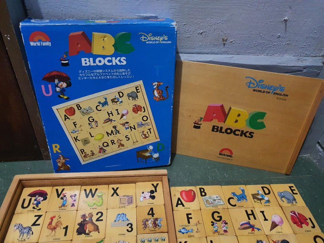 Disney's World of English Wooden ABC and Number Blocks, Hobbies & Toys ...