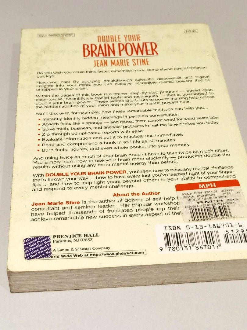 Double Your Brain Power Increase Your Memory Book By Jean Marie Stine ...