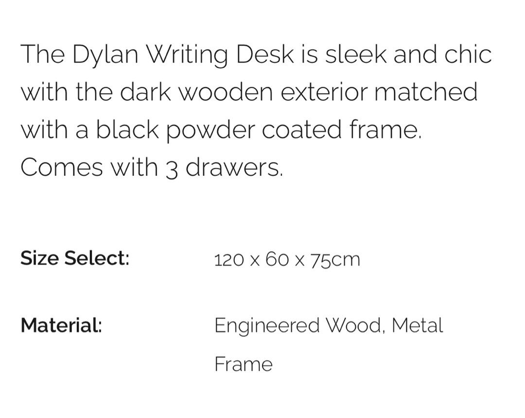 Dylan Office Desk, Furniture & Home Living, Furniture, Other Home ...