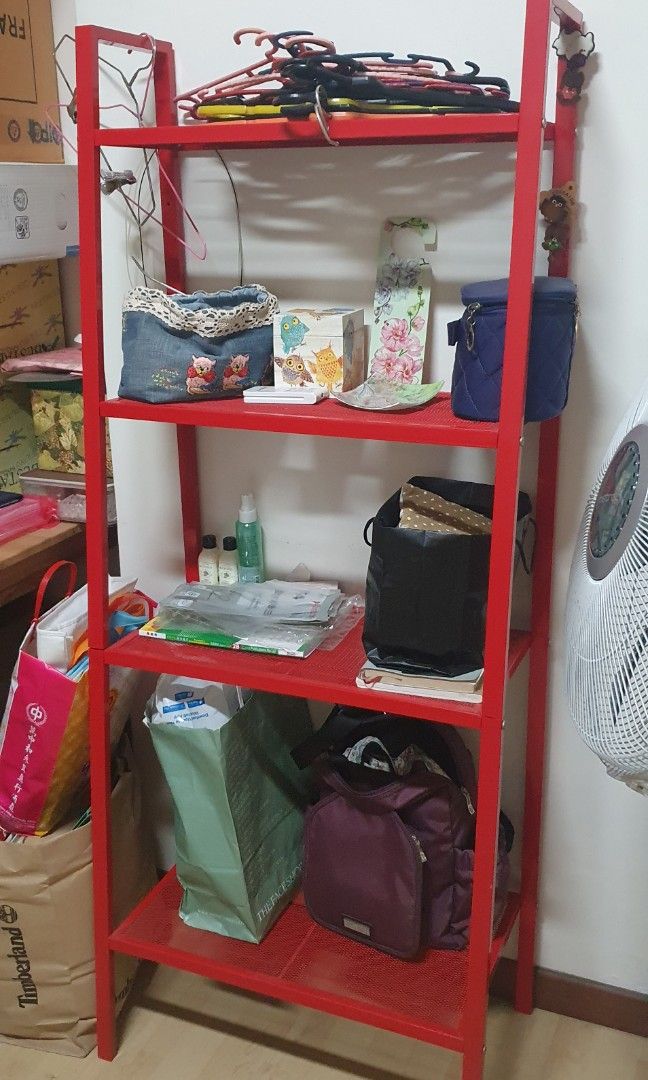 Fire Red Metal Book Shelf (Ikea), Furniture & Home Living, Furniture ...