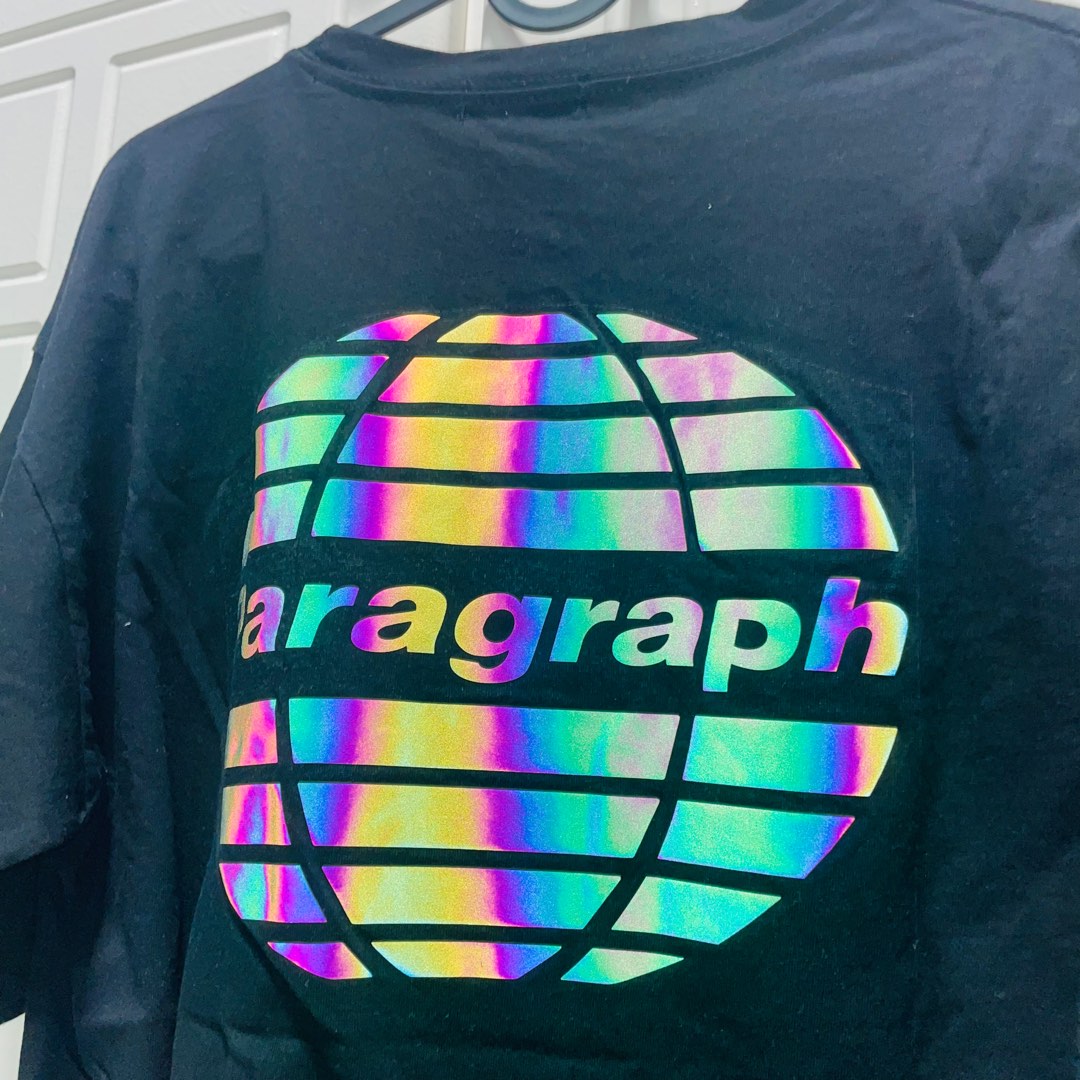 Holographic Paragraph Tshirt in Black, Women's Fashion, Tops, Shirts on ...