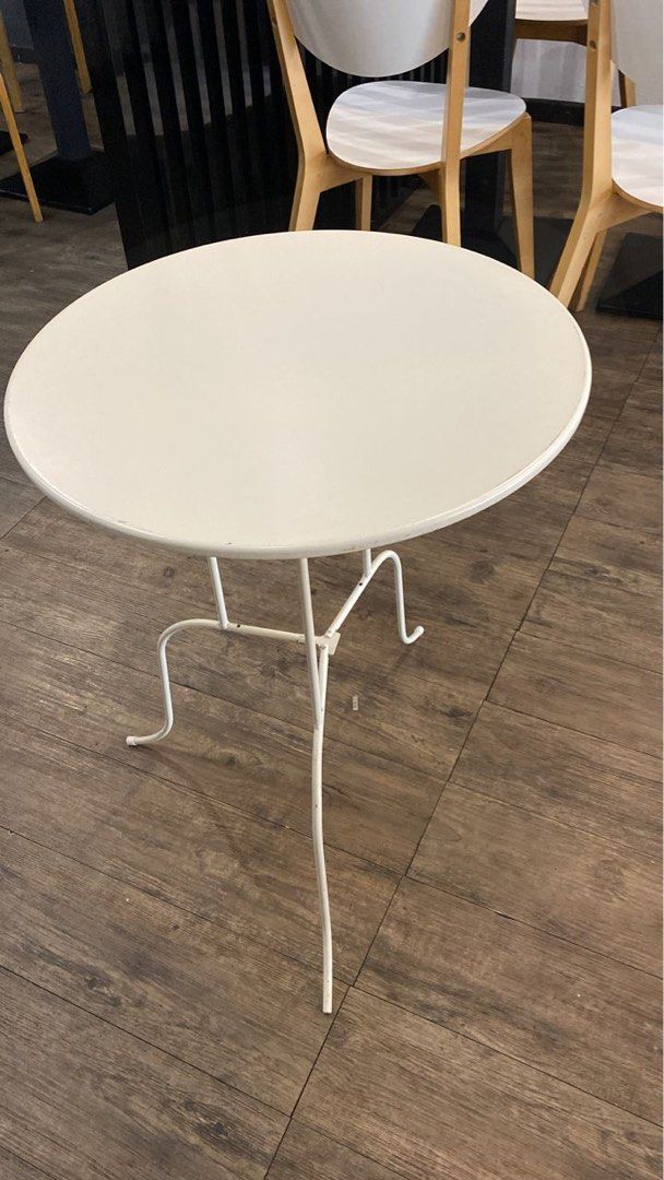 Ikea lindved white round table, Furniture & Home Living, Furniture ...
