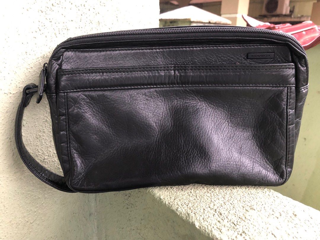 japanese brand karuwaza genuinne leather clutch bag, Men's Fashion, Bags, Belt bags, Clutches ...