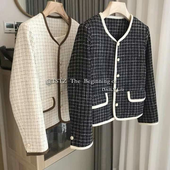 Korean Tweed Blazer, Women's Fashion, Coats, Jackets and Outerwear on ...