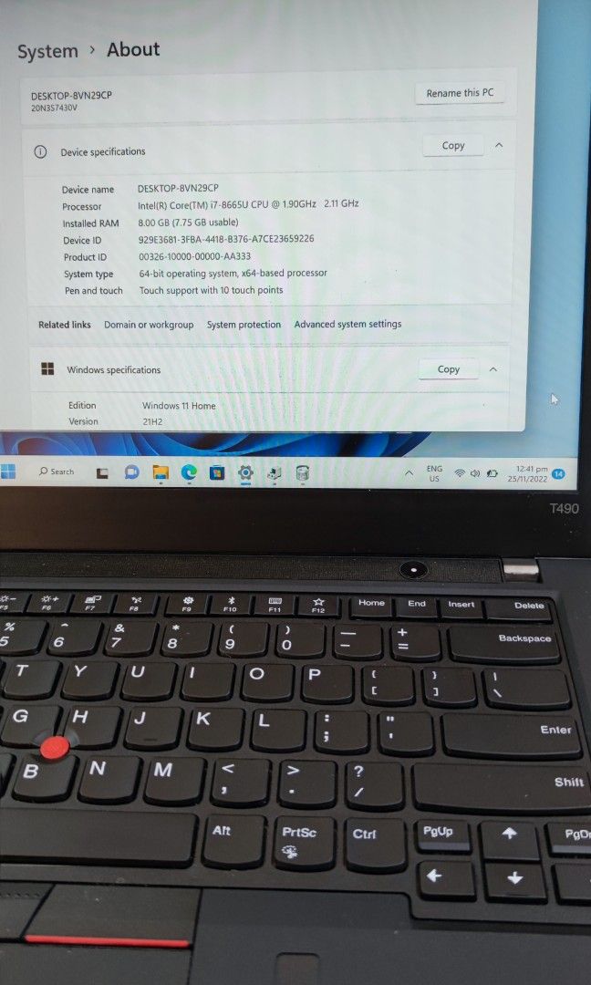 Lenovo Thinkpad T490 Touchscreen model, Computers & Tech, Laptops ...