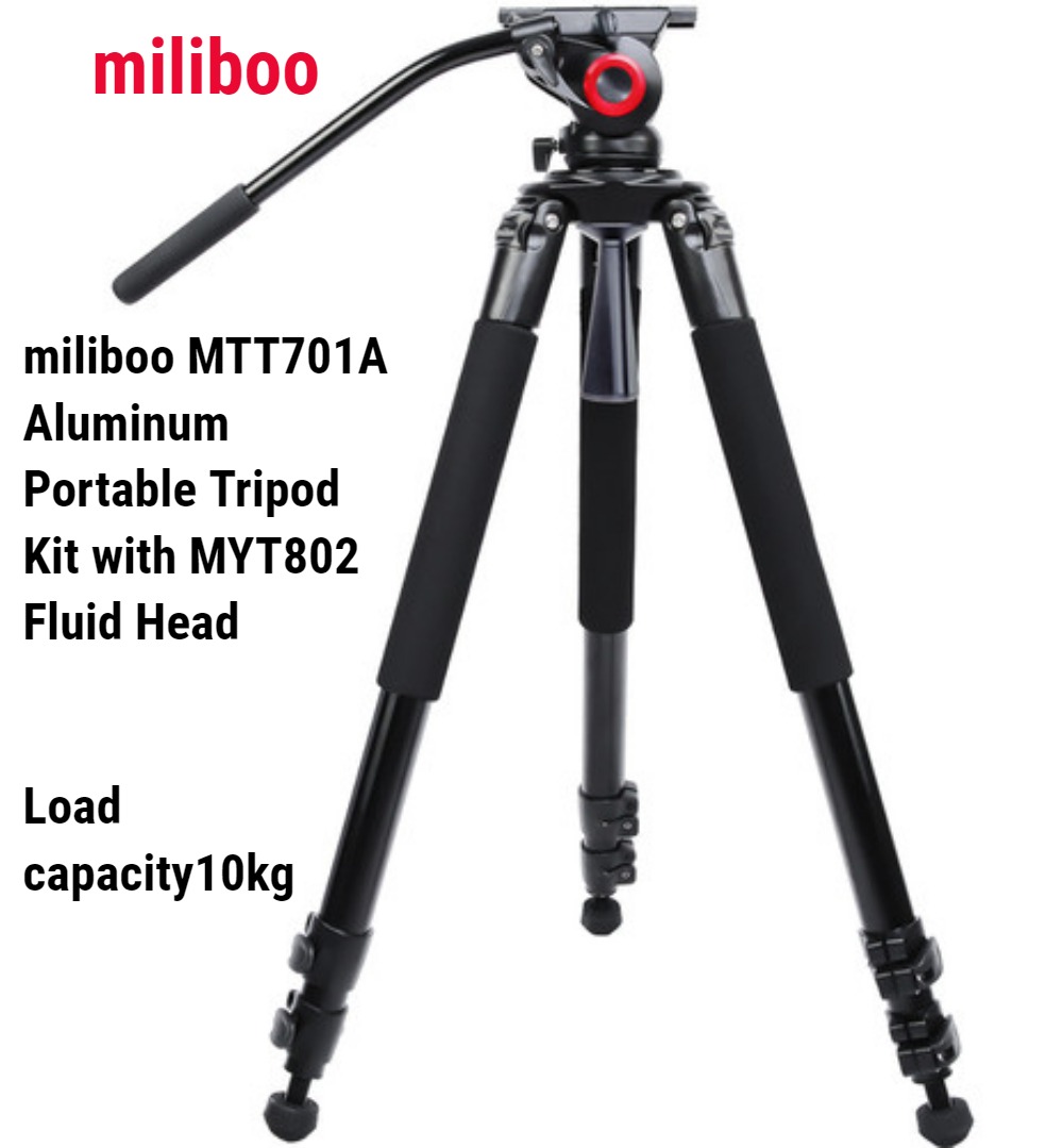 miliboo MTT701A Aluminum Portable Tripod Kit with MYT802 Fluid Head ...