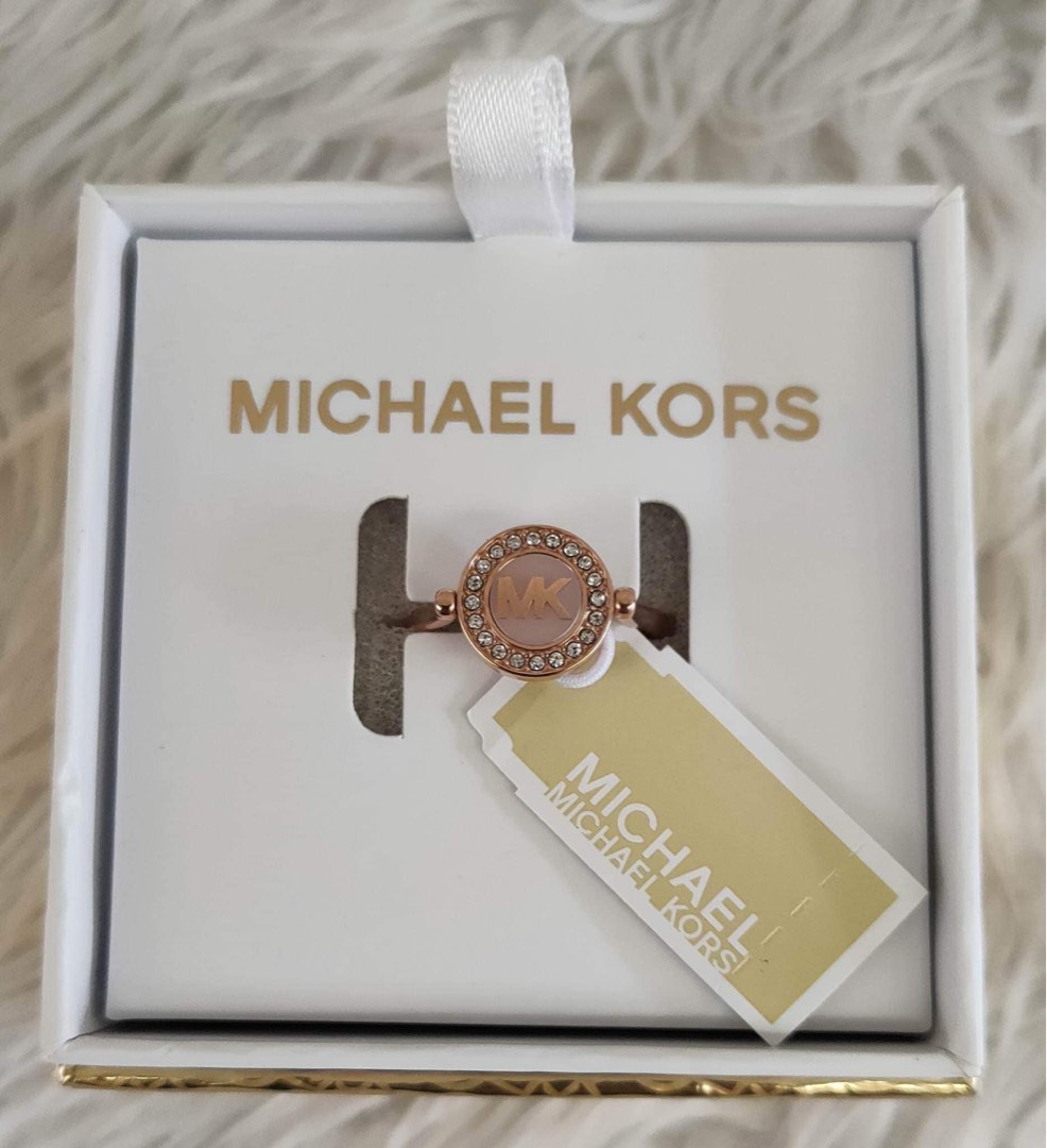 MK Rose Gold MK Logo Ring with Diamonds, Women's Fashion, Watches ...