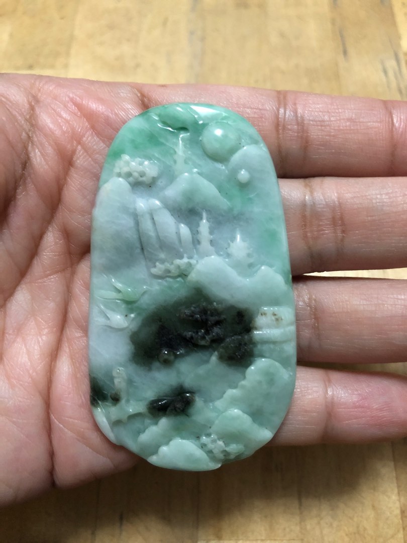 Natural Jadeite Landscape pendant/display piece, Women's Fashion ...