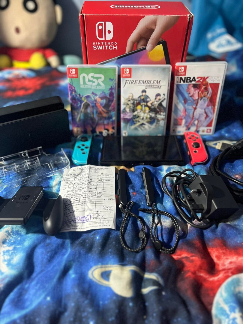 Nintendo Switch OLED Red and Blue Joycon Complete with Receipt, 128GB ...