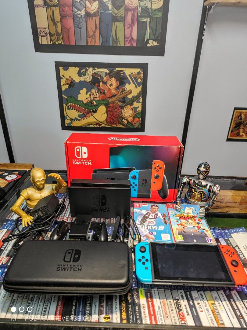 Nintendo switch v2 fullset box, Video Gaming, Video Game Consoles ...