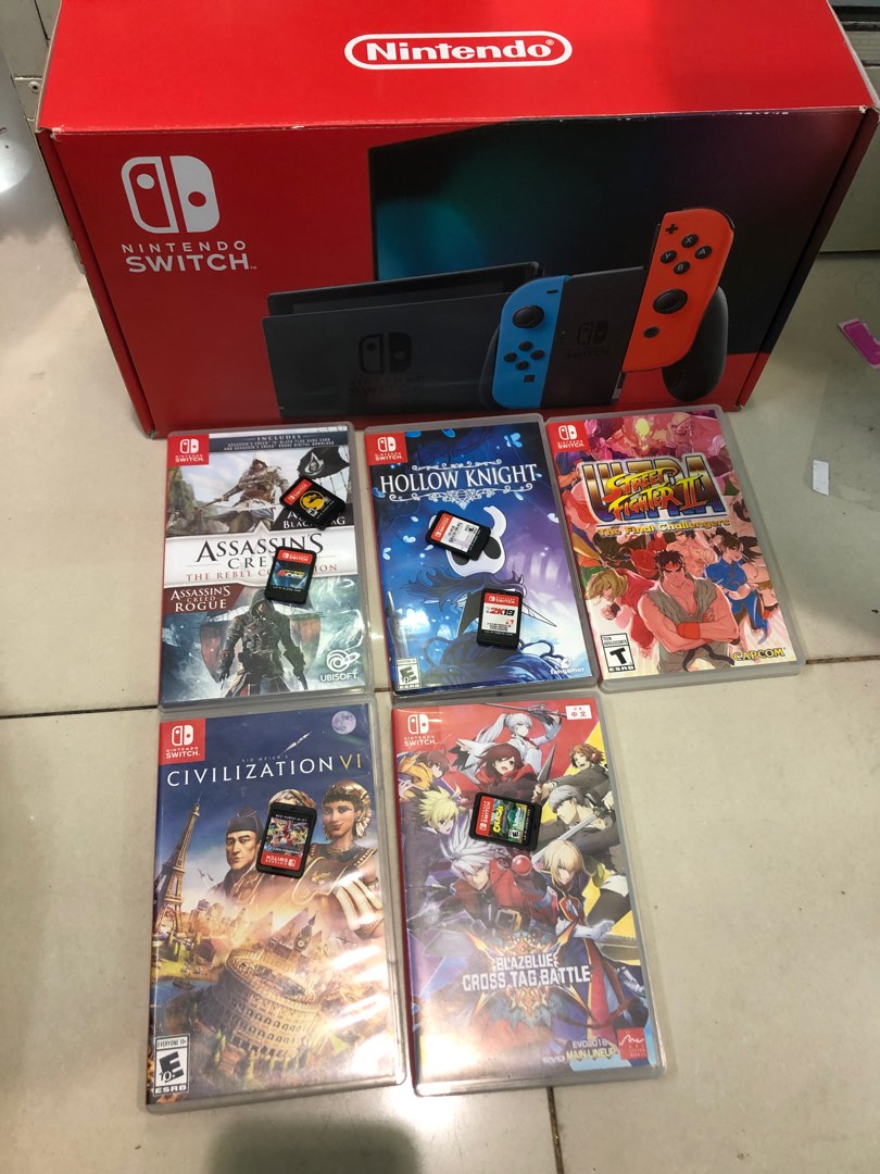 Nintendo switch v2 with 11 physical games, Video Gaming, Video Game ...