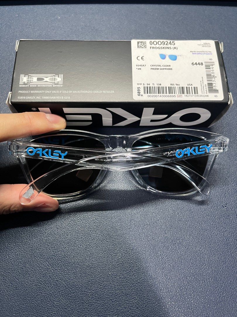 Oakley Frogskins Asian fit Crystal Clear Prizm Sapphire, Men's Fashion ...