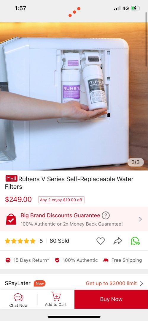 Original Ruhens V Series Self-Replaceable Water Filters, TV & Home ...