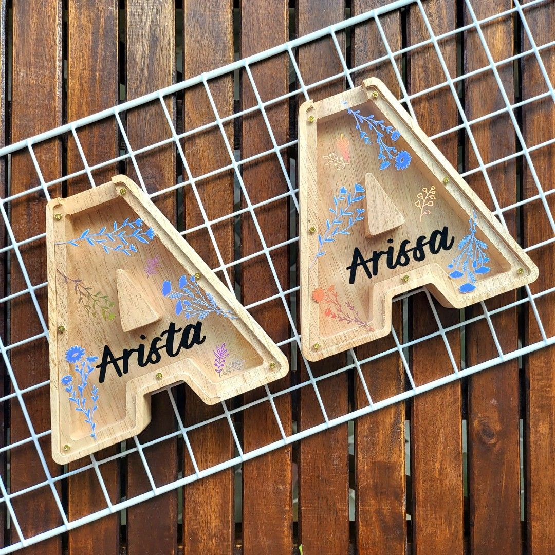 Personalized Alphabet Wooden Coin Bank, Hobbies & Toys, Stationery ...