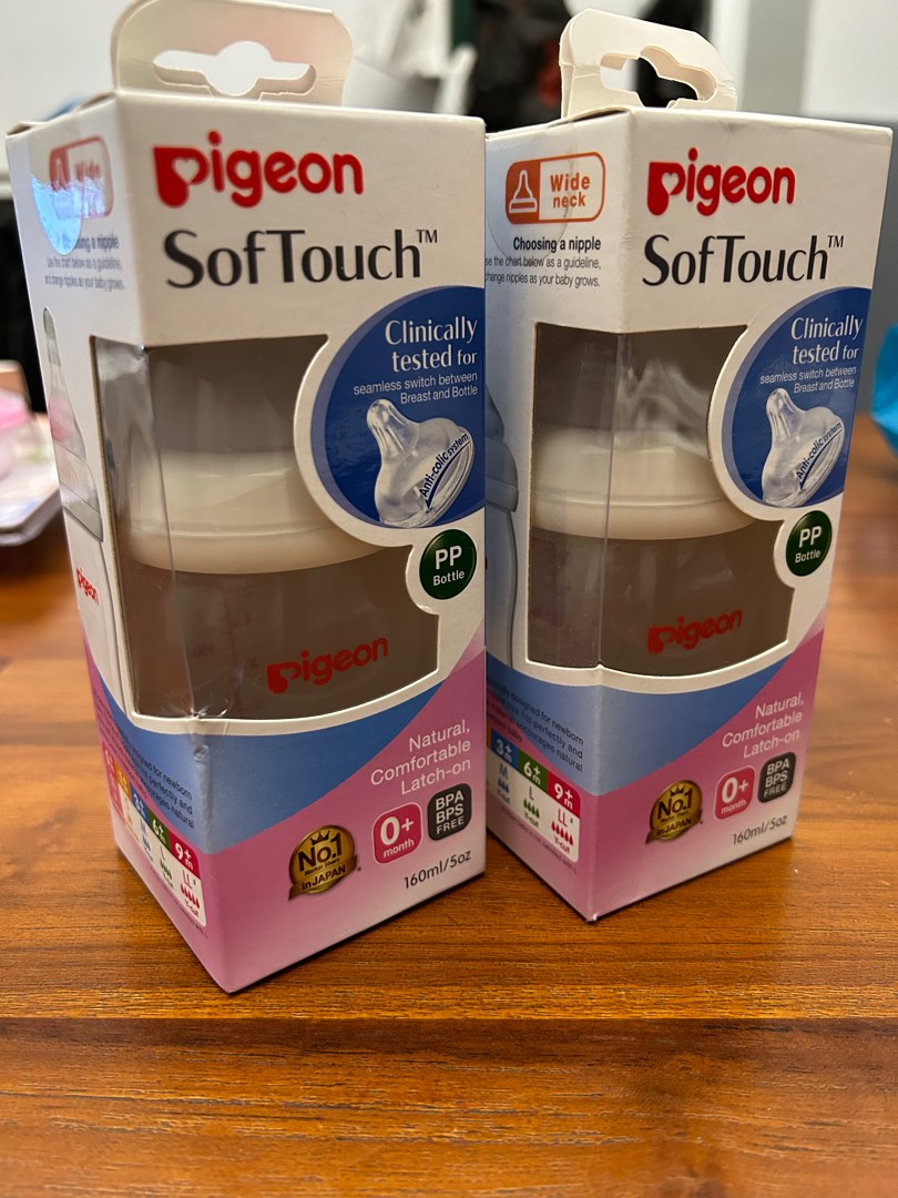 Pigeon soft touch milk bottle x2, Babies & Kids, Nursing & Feeding, Breastfeeding & Bottle ...