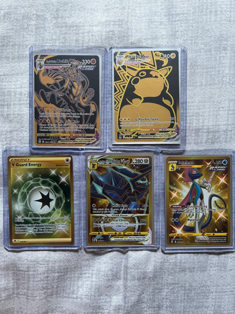 Pokémon gold card urshifu vmax gold pikachu TG gold v dialga vstar gold ...